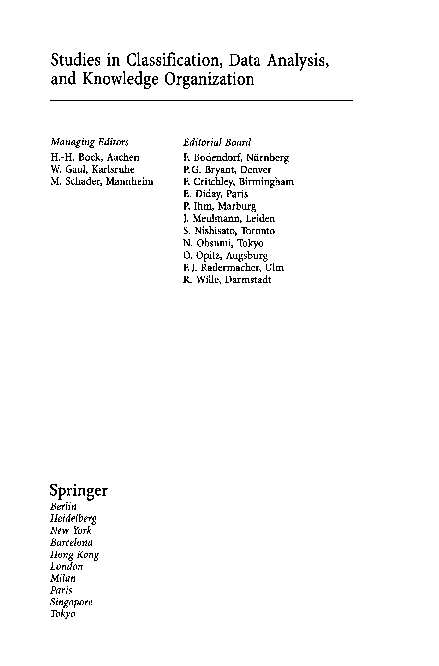 (PDF) Advances in Classification and Data Analysis