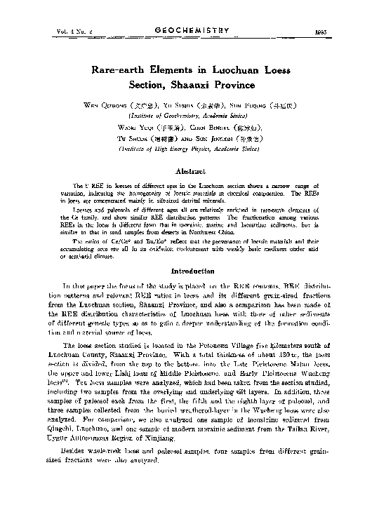 (PDF) Rare-earth elements in Luochuan loess section, Shaanxi province ...