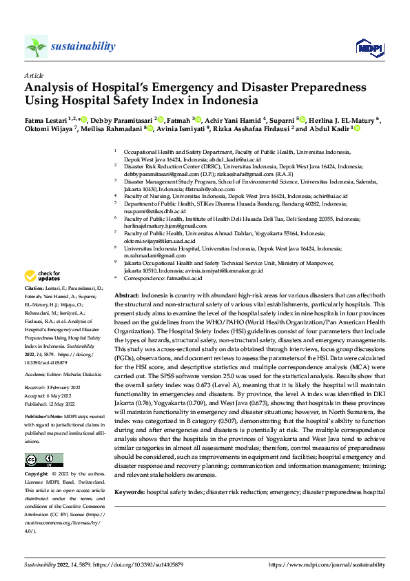 (PDF) Analysis of Hospital’s Emergency and Disaster Preparedness Using ...