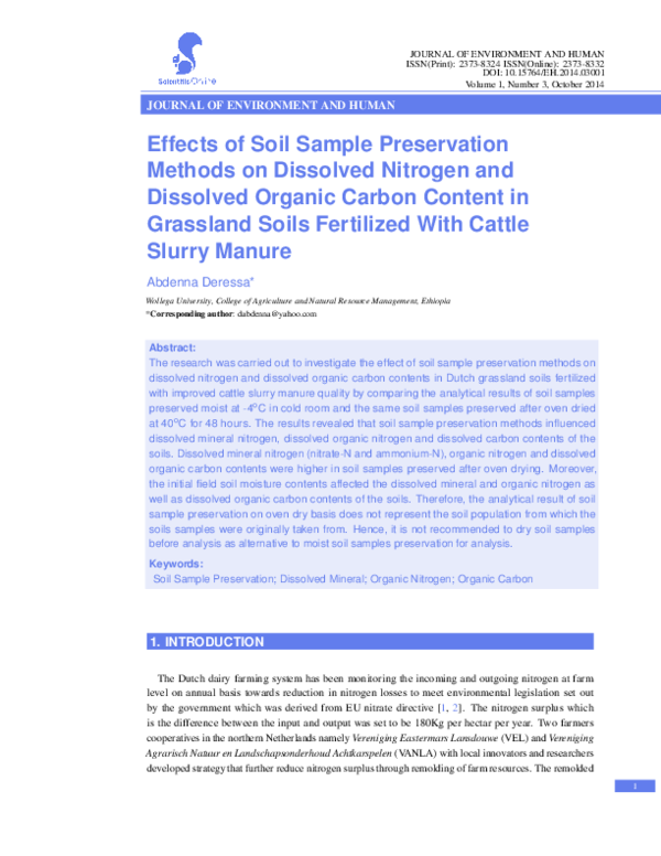 (PDF) Impact of Preservation Methods on Soil Nutrients
