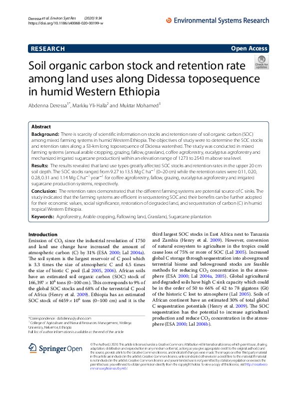 (PDF) Soil organic carbon stock and retention rate among land uses ...