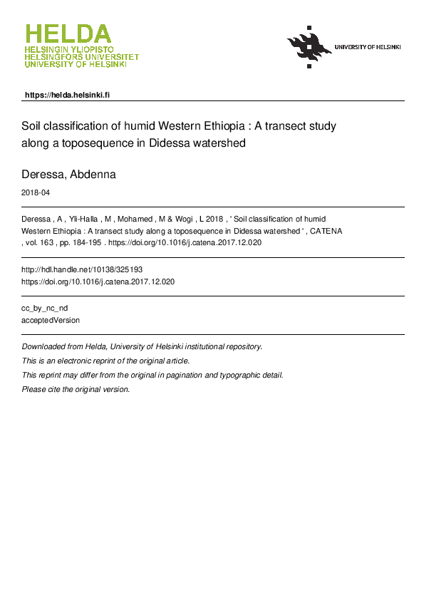 (PDF) Soil classification of humid Western Ethiopia: A transect study ...