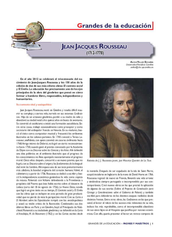 (PDF) Grandes de la educación: Jean Jacques Rousseau