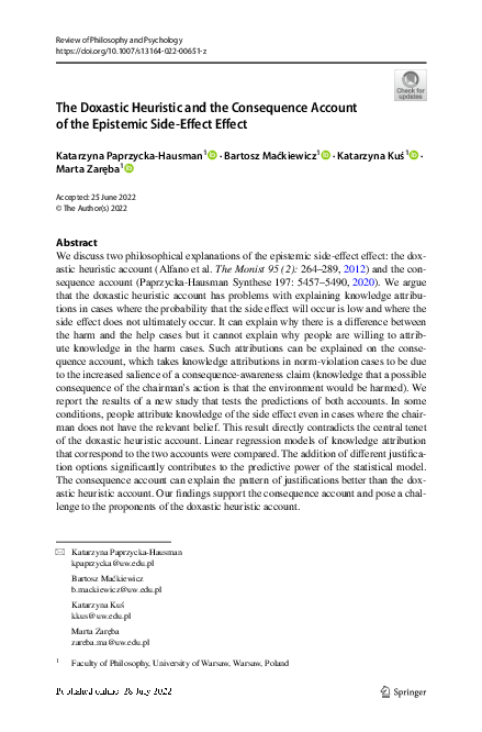 (PDF) The Doxastic Heuristic and the Consequence Account of the ...