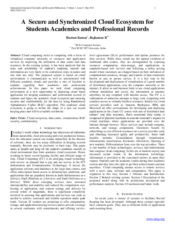 (PDF) A Secure and Synchronized Cloud Ecosystem for Students Academics ...