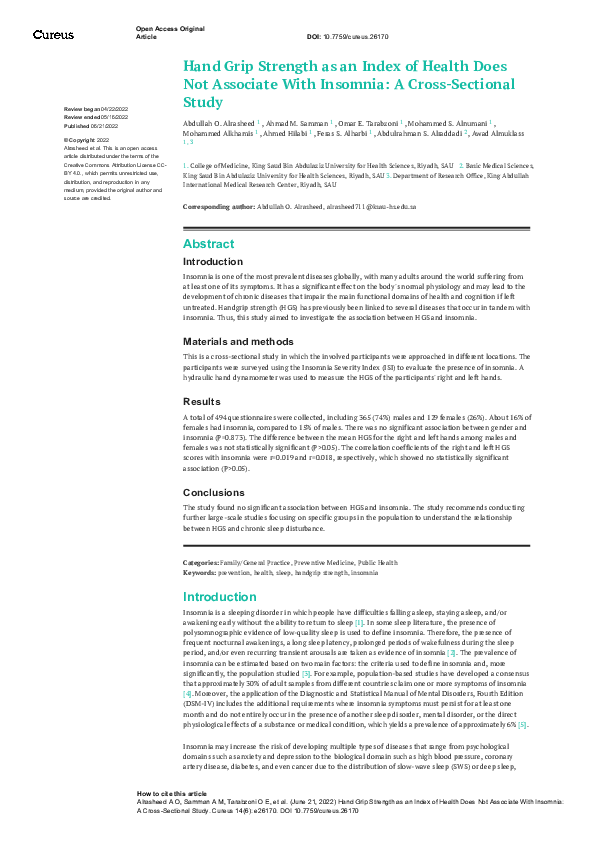 (PDF) Hand Grip Strength as an Index of Health Does Not Associate With ...