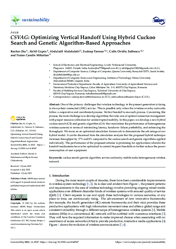 (PDF) CSVAG: Optimizing Vertical Handoff Using Hybrid Cuckoo Search and Genetic Algorithm-Based ...