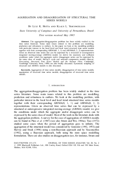 Pdf Aggregation And Disaggregation Of Structural Time Series Models L Hotta