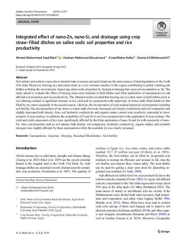 (PDF) Integrated effect of nano-Zn, nano-Si, and drainage using crop ...