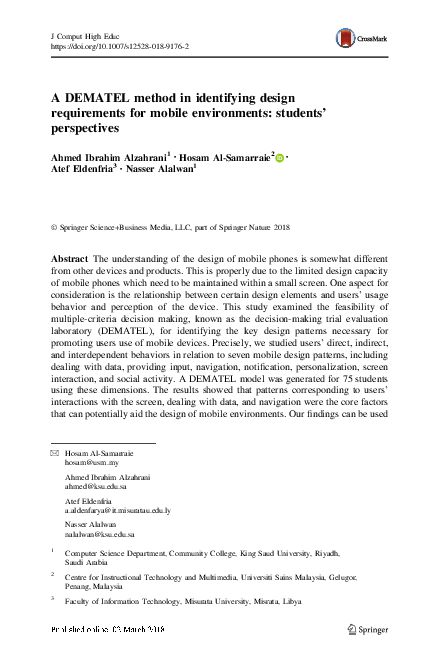 (PDF) A DEMATEL method in identifying design requirements for mobile environments: students ...