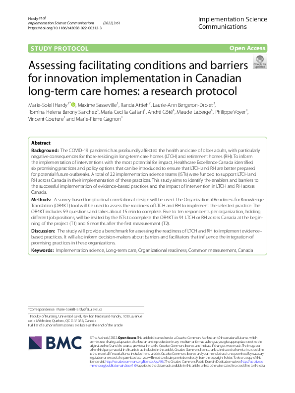 (PDF) Assessing facilitating conditions and barriers for innovation ...