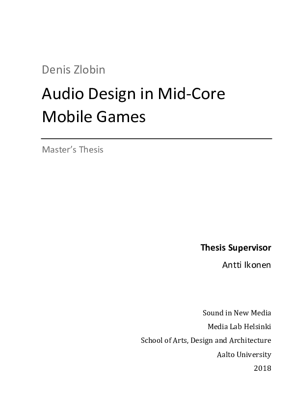 (PDF) Audio design in mid-core mobile games