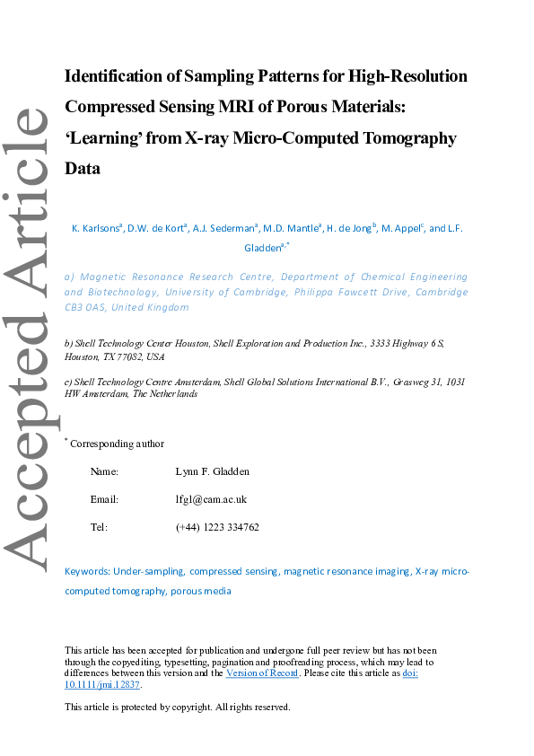 (PDF) Identification of sampling patterns for high‐resolution compressed sensing MRI of porous ...