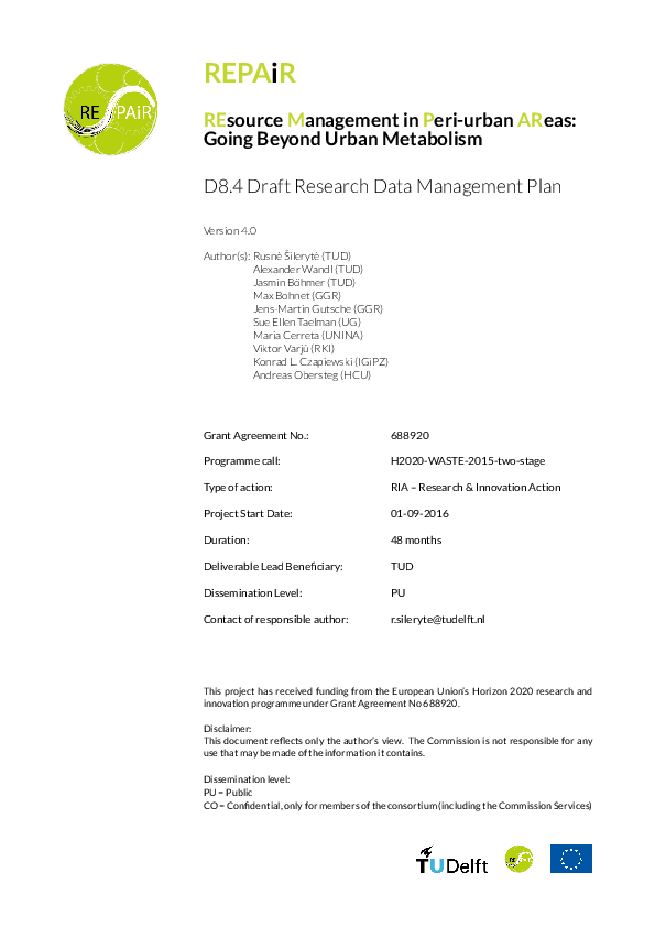 (PDF) Repair Draft Data Management Plan