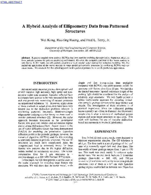 (PDF) A hybrid analysis of ellipsometry data from patterned structures