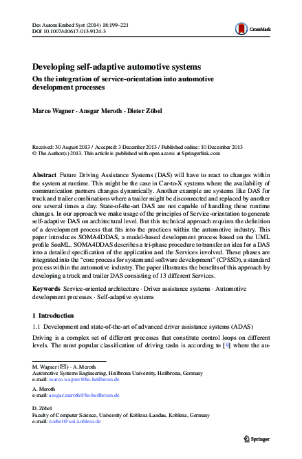 (PDF) Self-Adaptive Automotive Systems: Integrating Service-Orientation