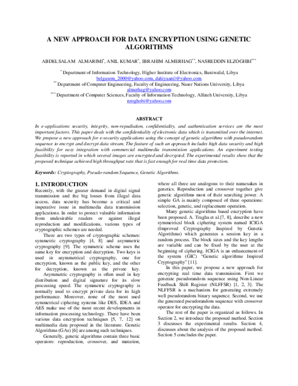 (PDF) A New Approach for Data Encryption Using Genetic Algorithms