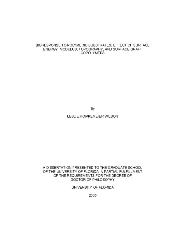 (PDF) Bioresponse to polymeric substrates: Effect of surface energy ...