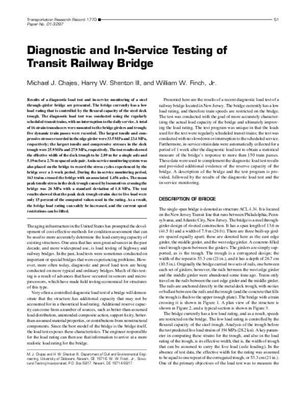 (PDF) Diagnostic and In-Service Testing of Transit Railway Bridge