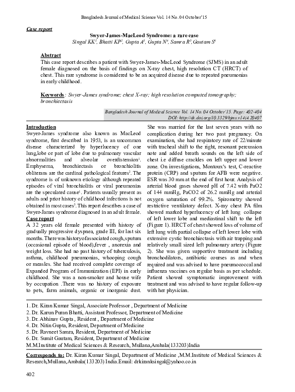 (PDF) Swyer-James-MacLeod Syndrome: a rare case