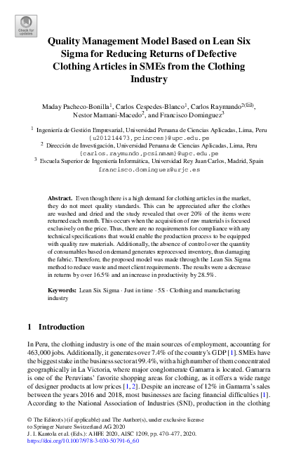 (PDF) Quality Management Model Based on Lean Six Sigma for Reducing ...