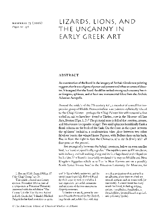 (PDF) Lizards, Lions, and the Uncanny in Early Greek Art