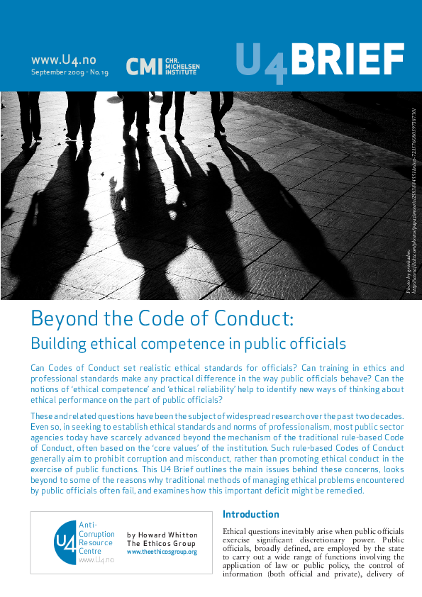(PDF) Beyond the code of conduct: Building ethical competence in public ...