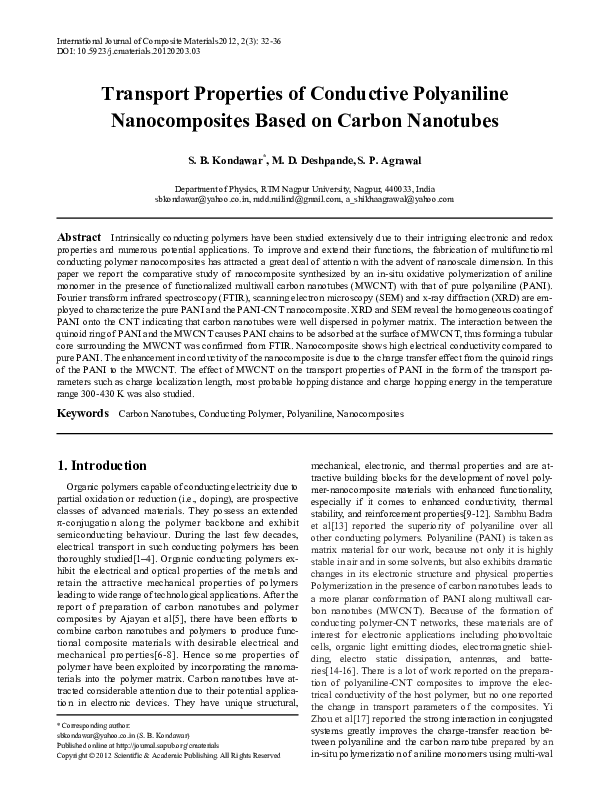(PDF) Transport Properties of Conductive Polyaniline Nanocomposites ...