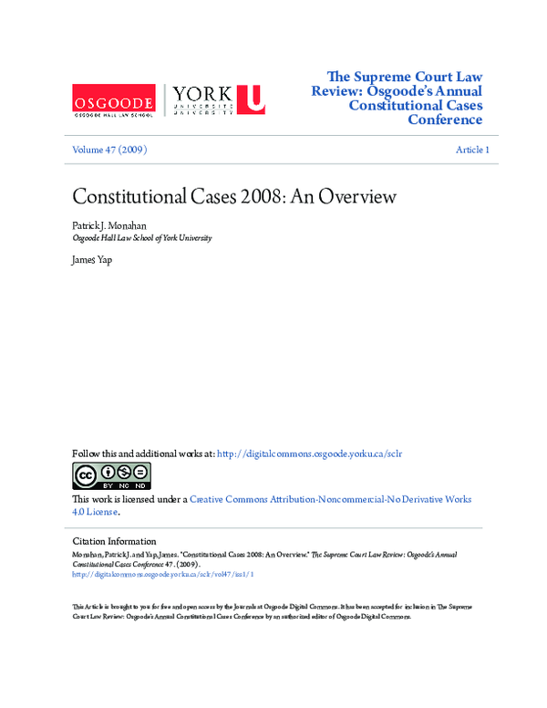 (PDF) Constitutional Cases 2008: An Overview
