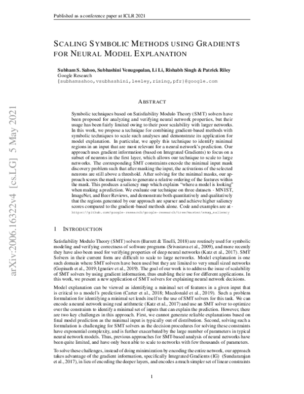 (PDF) Scaling Symbolic Methods using Gradients for Neural Model Explanation