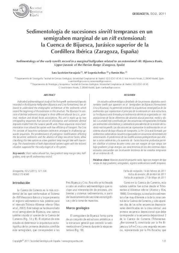 (PDF) Sedimentología de sucesiones sinrift tempranas en un semigraben ...