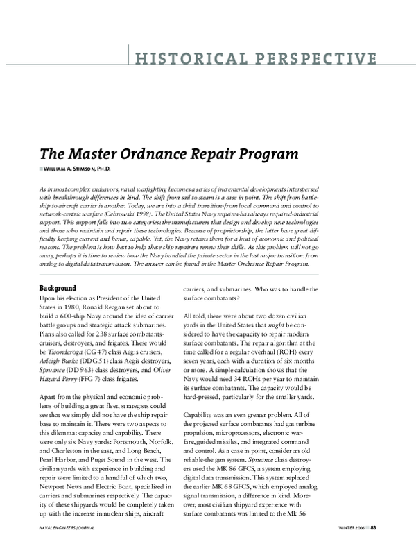 (PDF) The Master Ordnance Repair Program