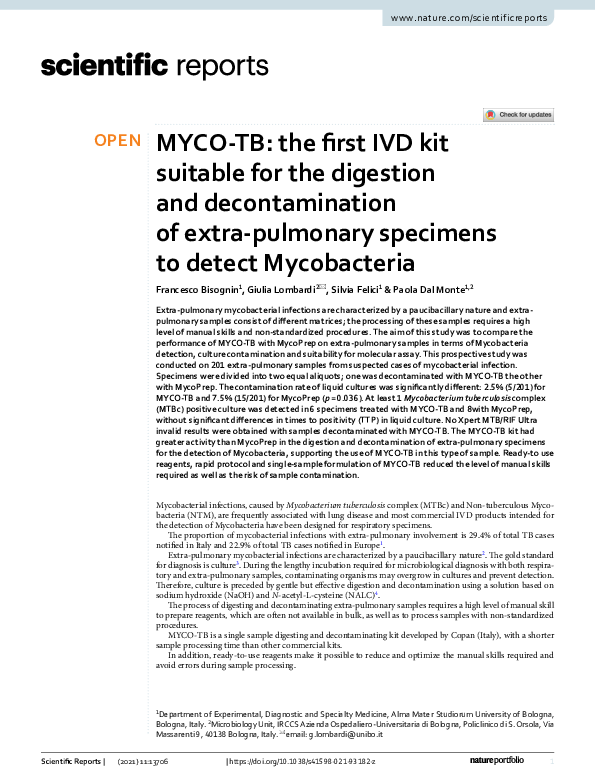 (PDF) MYCO-TB: the first IVD kit suitable for the digestion and ...