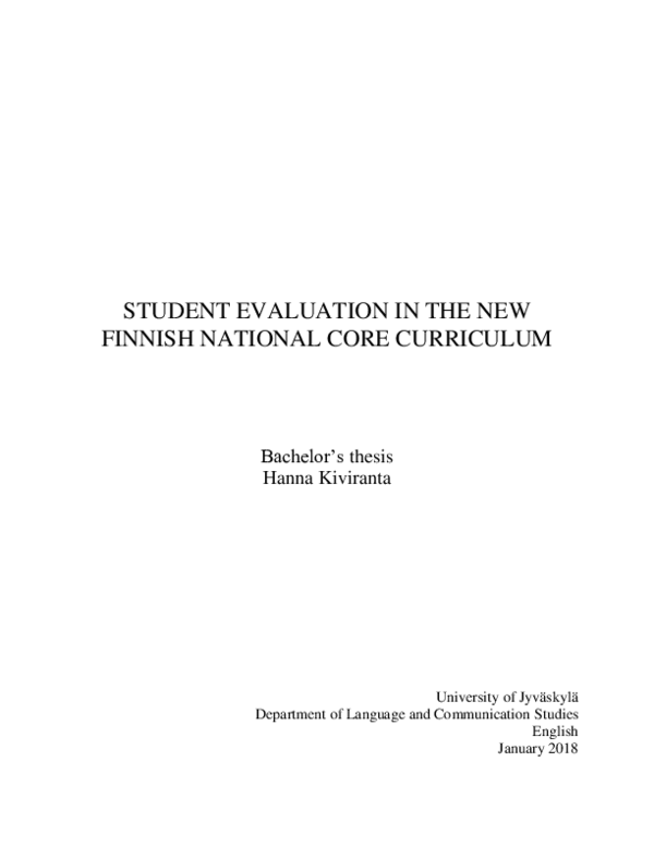 (PDF) Student evaluation in the new Finnish National Core Curriculum