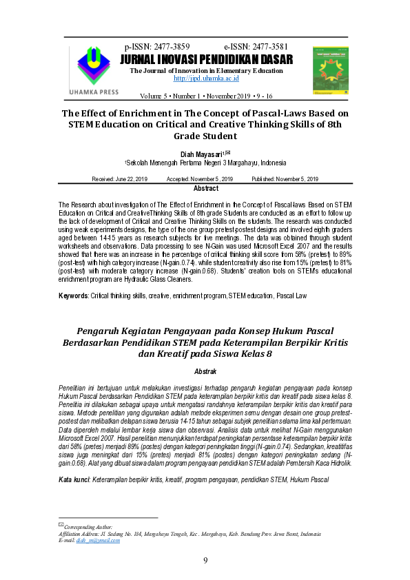 (PDF) The Effect of Enrichment in The Concept of Pascal-Laws Based on ...