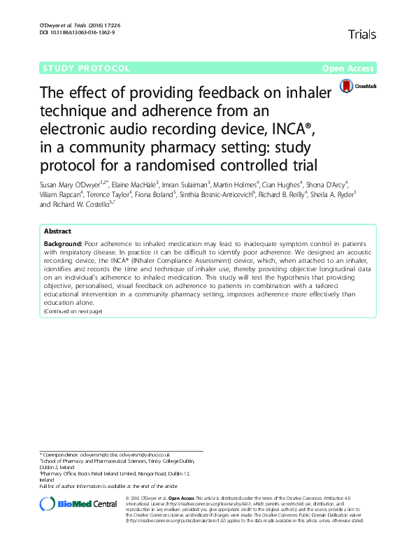 (PDF) The effect of providing feedback on inhaler technique and ...