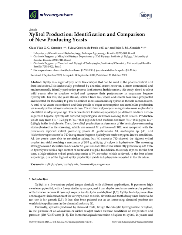 (PDF) Xylitol Production: Identification and Comparison of New ...