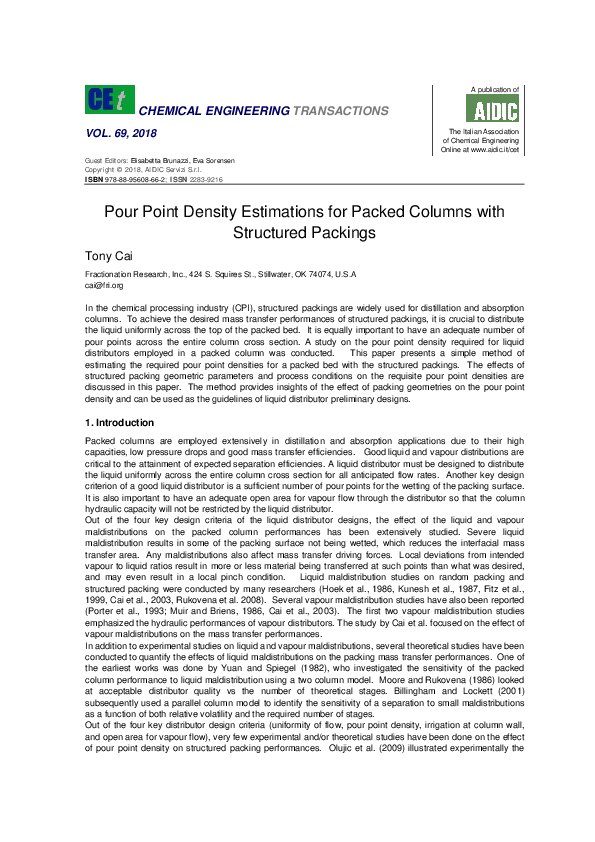 (PDF) Pour Point Density Estimations for Packed Columns with Structured ...