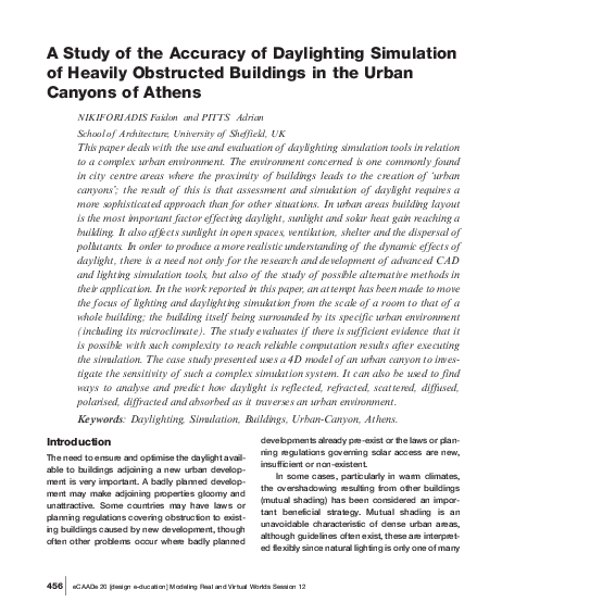 (PDF) A Study of the Accuracy of Daylighting Simulation of Heavily Obstructed Buildings in the ...