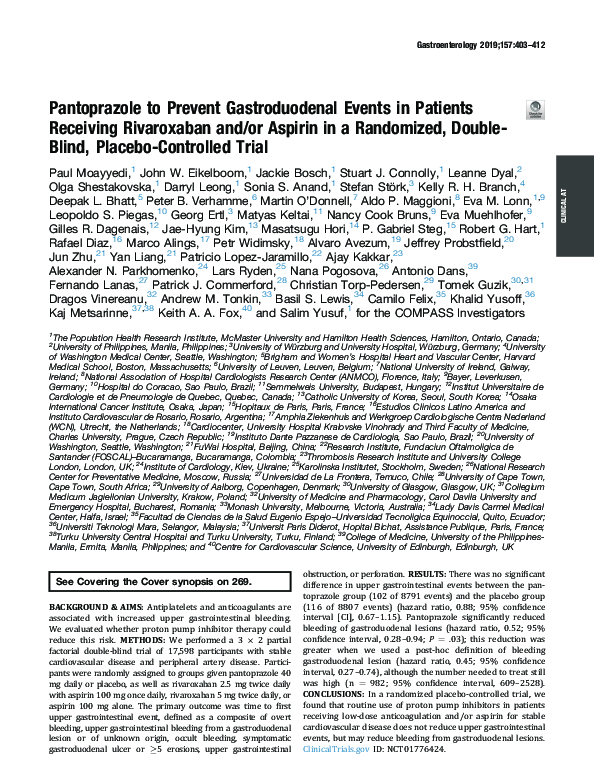 (PDF) Pantoprazole to Prevent Gastroduodenal Events in Patients ...