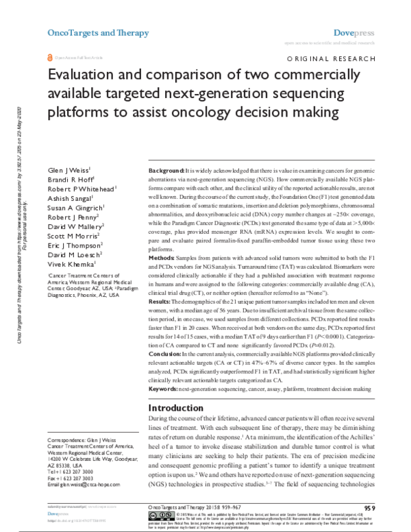 (PDF) Evaluation and comparison of two commercially available targeted ...