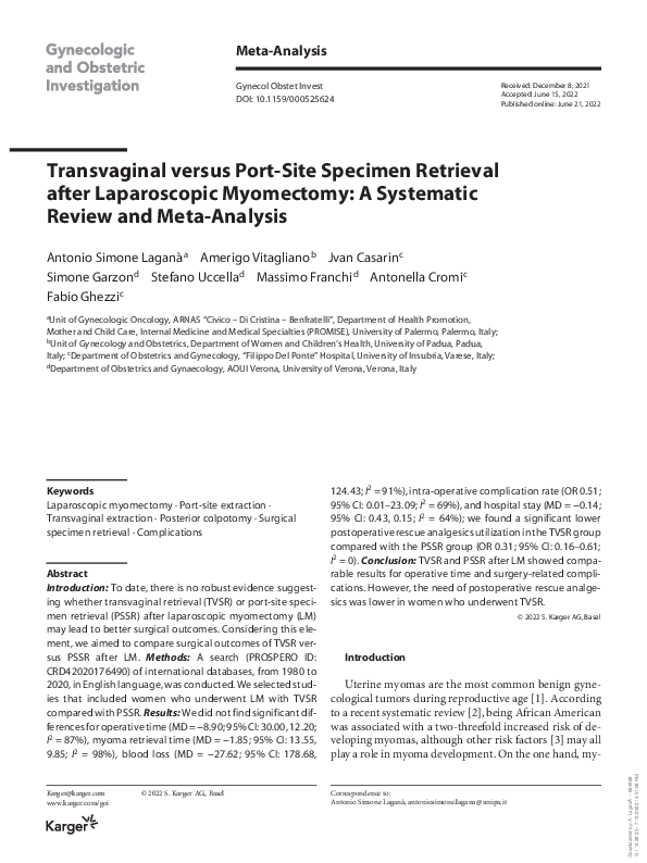(PDF) Transvaginal versus port-site specimen retrieval after ...