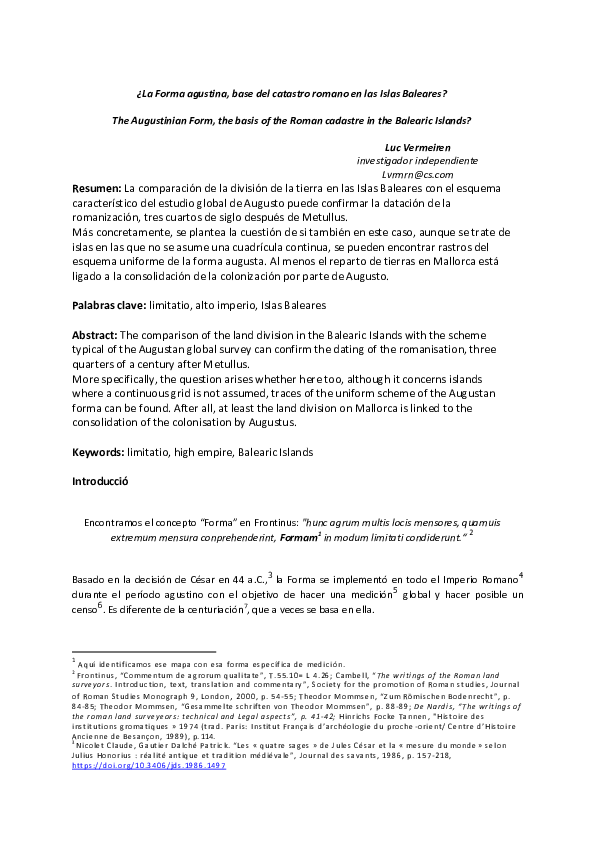(PDF) La Forma augustina base del catastro romano en las Islas Baleares ...