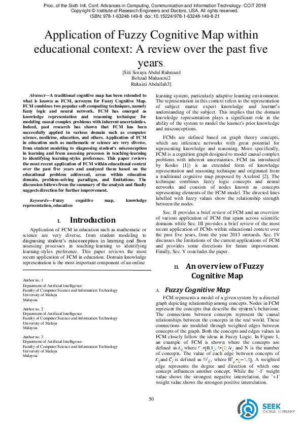 Pdf Application Of Fuzzy Cognitive Map Within Educational Context A