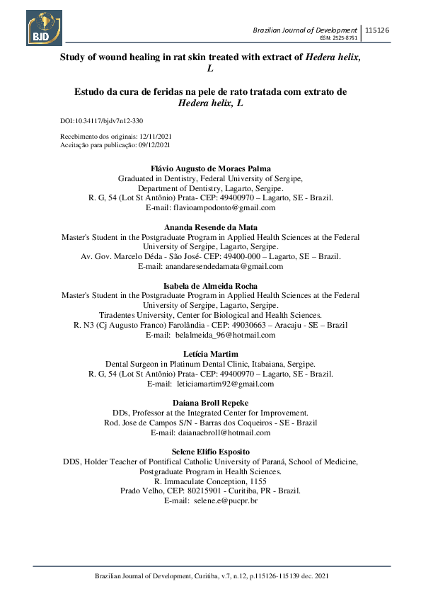 (PDF) Study of wound healing in rat skin treated with extract of Hedera ...