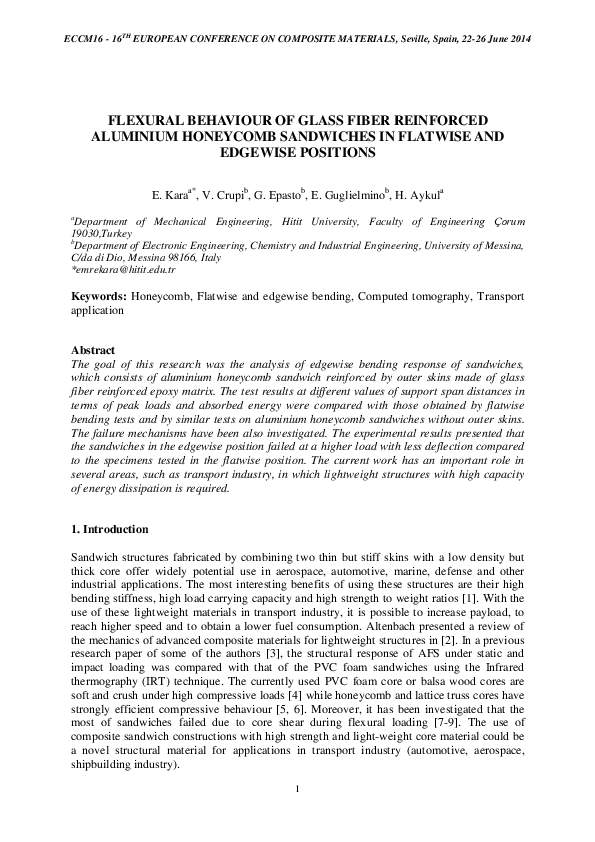 (PDF) Flexural behaviour of glass fiber reinforced aluminium honeycomb ...