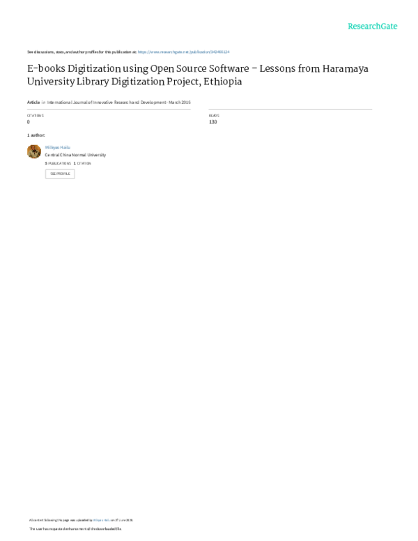 (PDF) E-books Digitization using Open Source Software – Lessons from ...