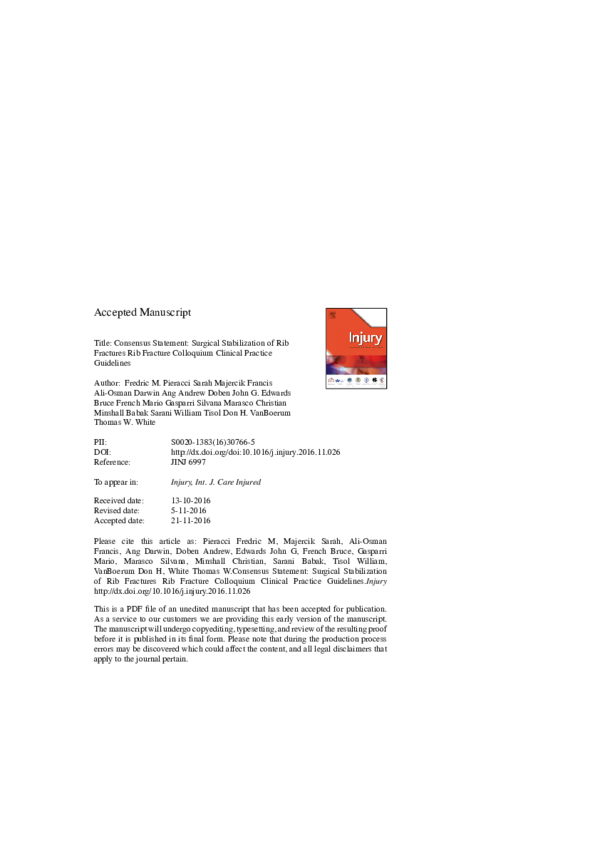 (PDF) Consensus statement: Surgical stabilization of rib fractures rib ...