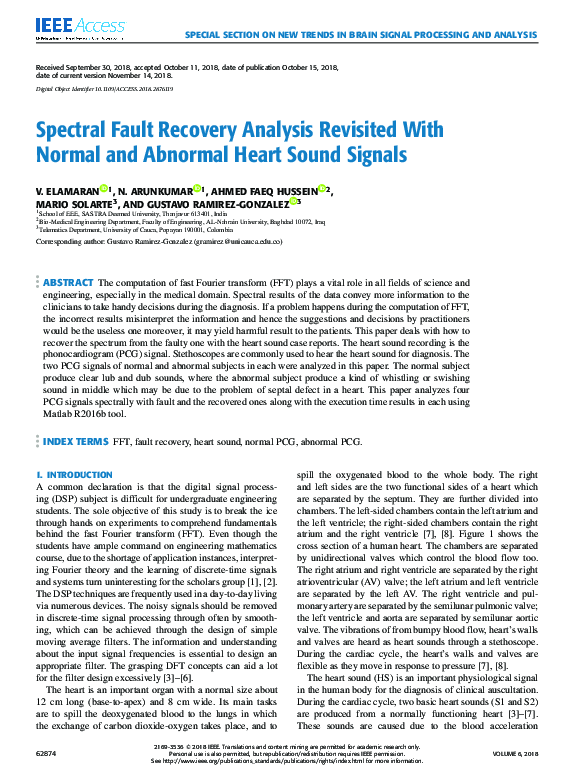 (PDF) Spectral Fault Recovery Analysis Revisited With Normal and Abnormal Heart Sound Signals ...