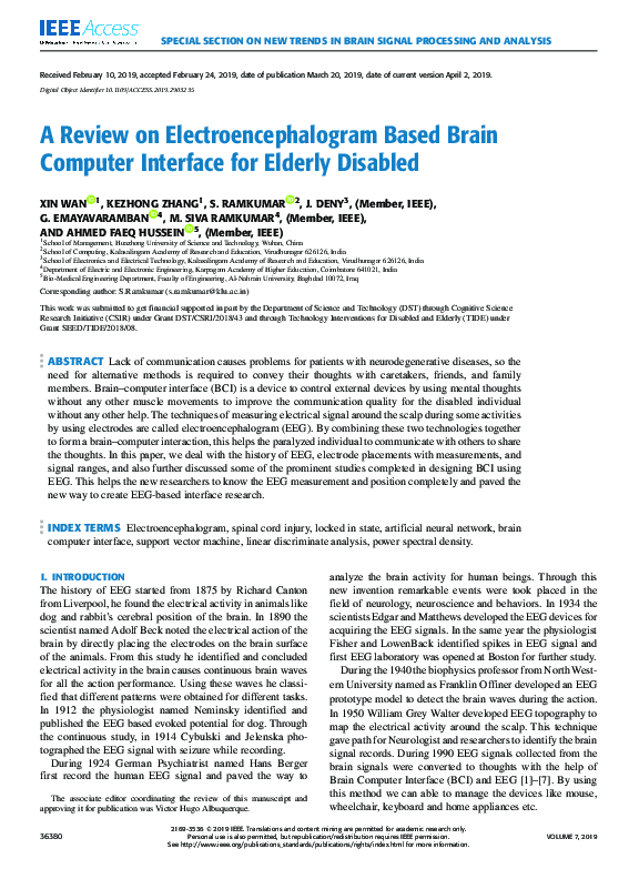 (PDF) A Review on Electroencephalogram Based Brain Computer Interface for Elderly Disabled